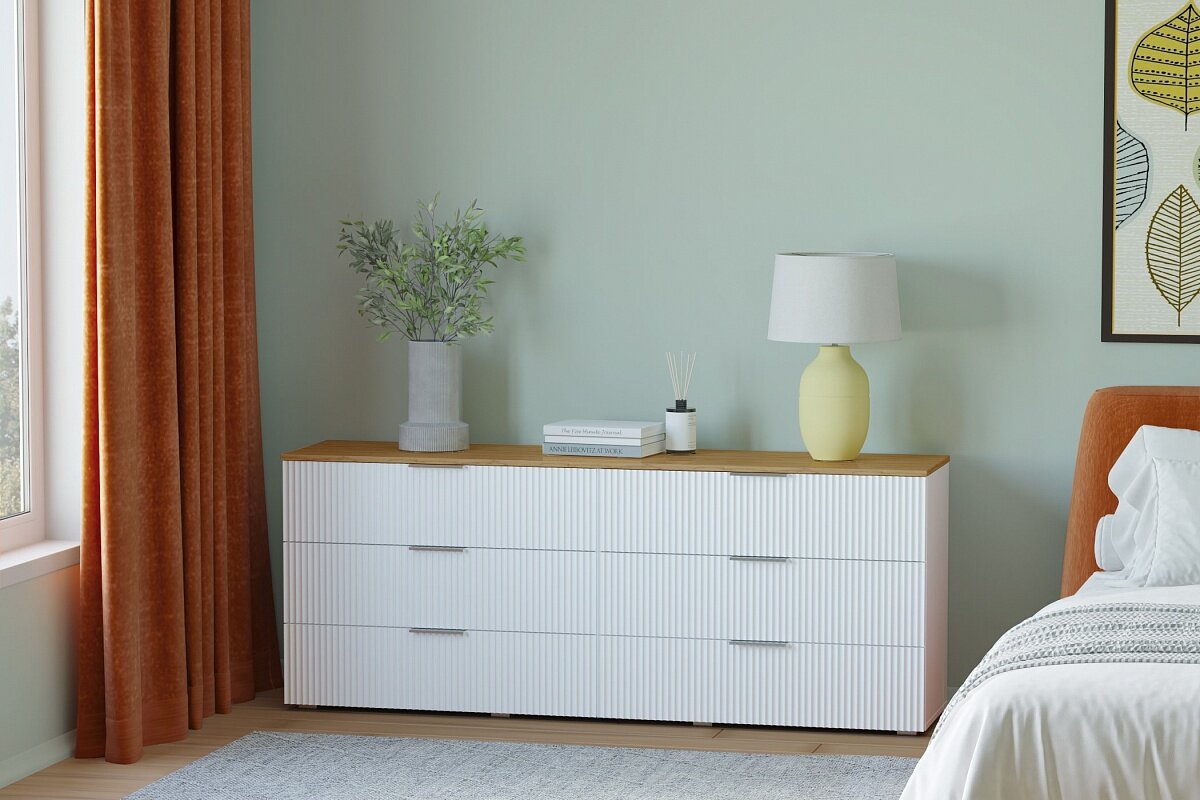 Комод МебельЛэнд24 Салерно 6 Белый 182x42x72 с 6 ящиками