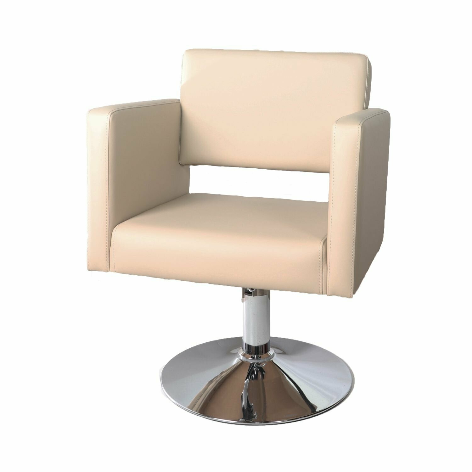 Парикмахерское кресло "Кубик II", бежевый цвет, основание - диск