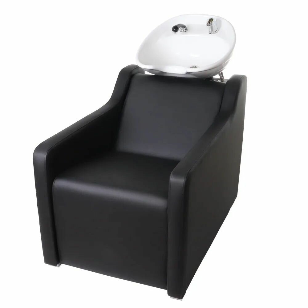 Парикмахерская мойка "Groan", черный - белая средняя раковина