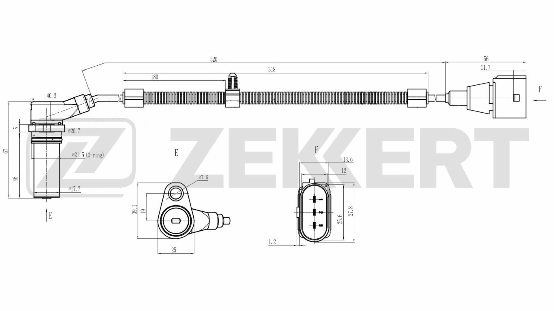 ZEKKERT se-4119 (070907319) датчик положения коленвала VW Multivan (Мультивен) V 03- Transporter (Транспортер)