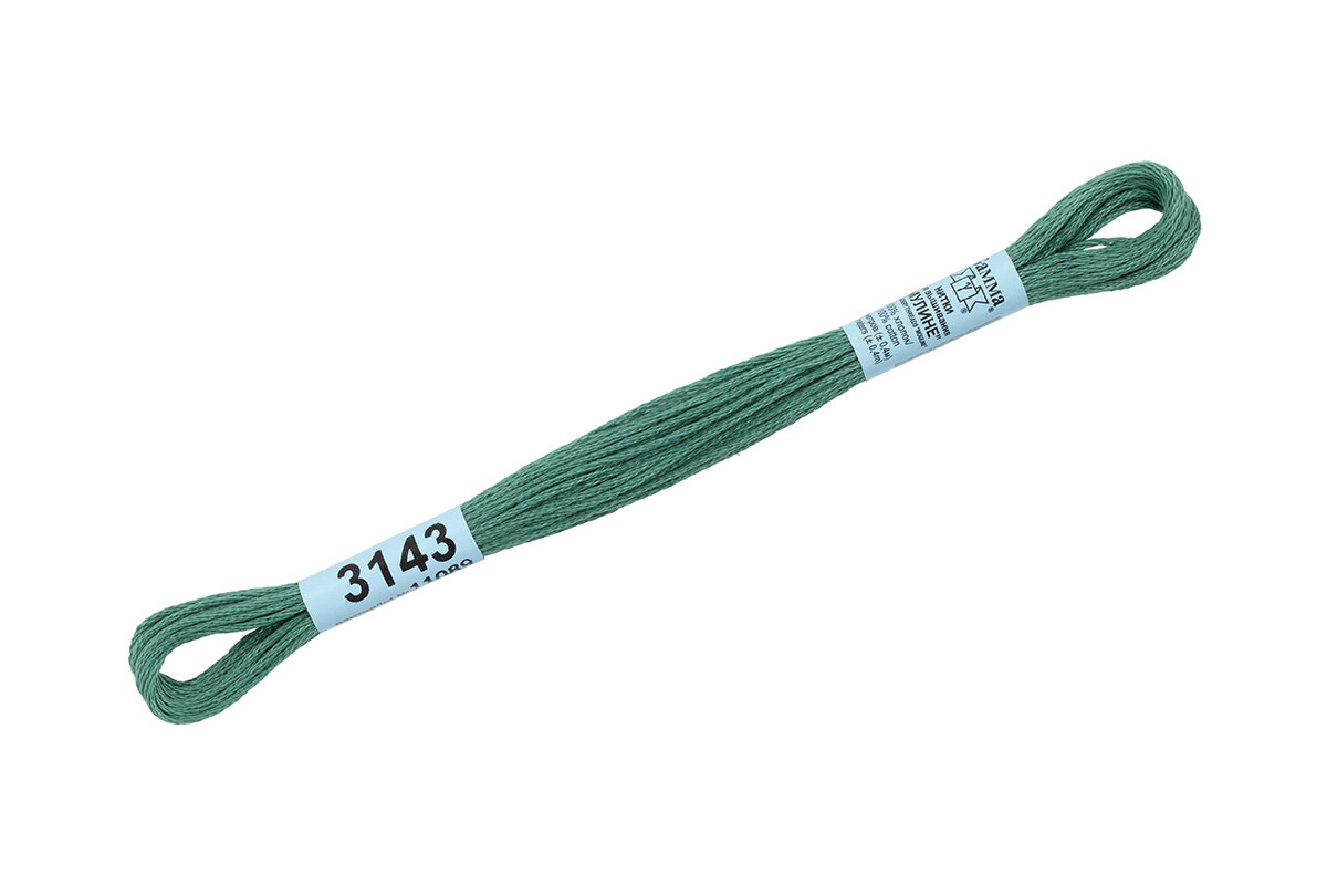 Мулине GAMMA нитки для вышивания 8м. 3143 серо-зеленый, 1 штука.