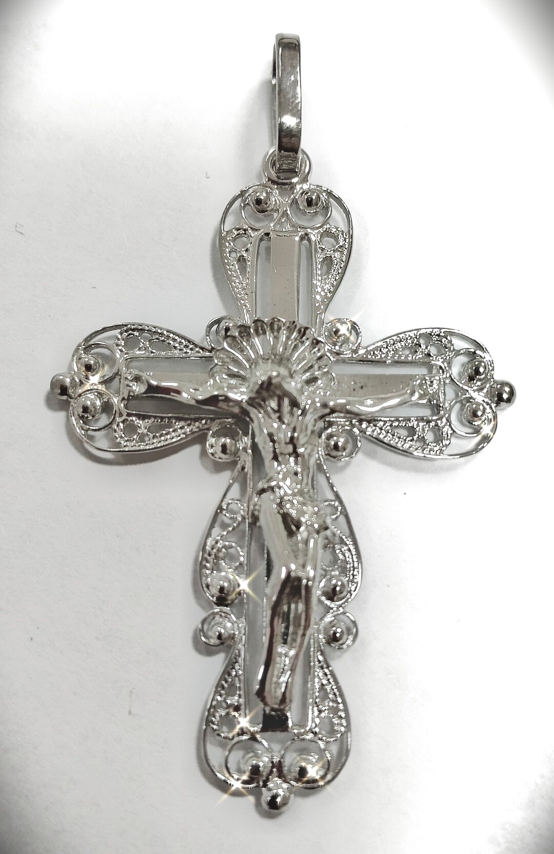 Крестик, серебро, 925 проба, родирование