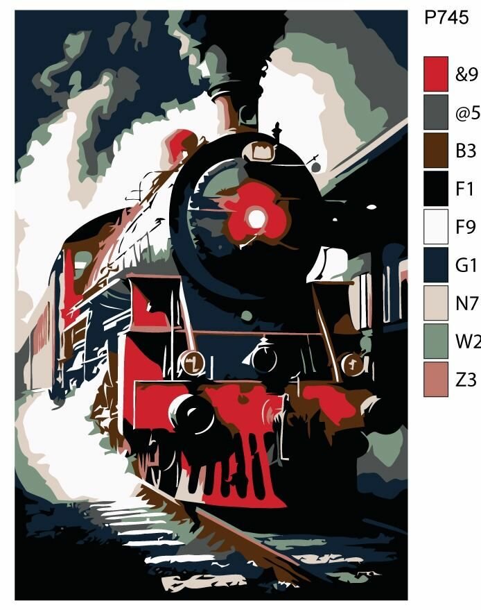 Детская картина по номерам P745 "Локомотив мчится вперед" 20x30