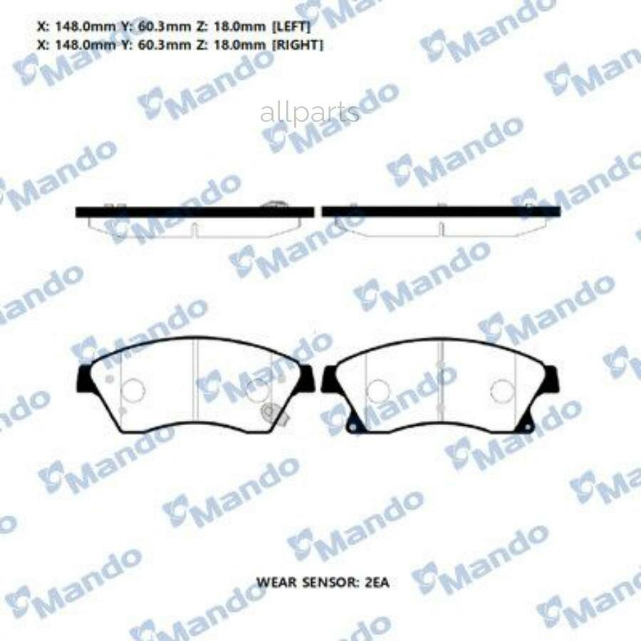MANDO RMPD30NS комплект дисковых тормозных колодок RMPD30NS