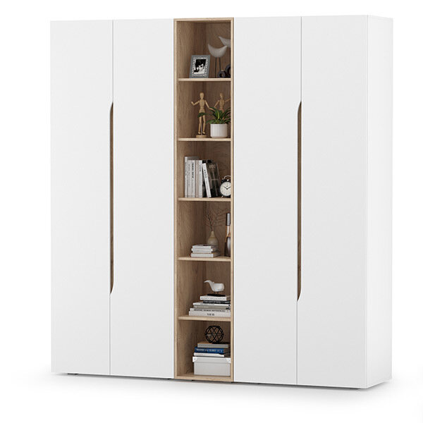Муссон 13.198 Шкаф + 13.349 Стеллаж + 13.198 Шкаф, цвет белый/дуб эндгрейн элегантный