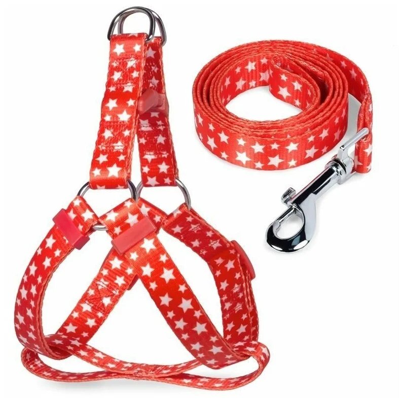 Шлейка и поводок Triol "Звездочки" 20*450-600мм; 20*1200мм