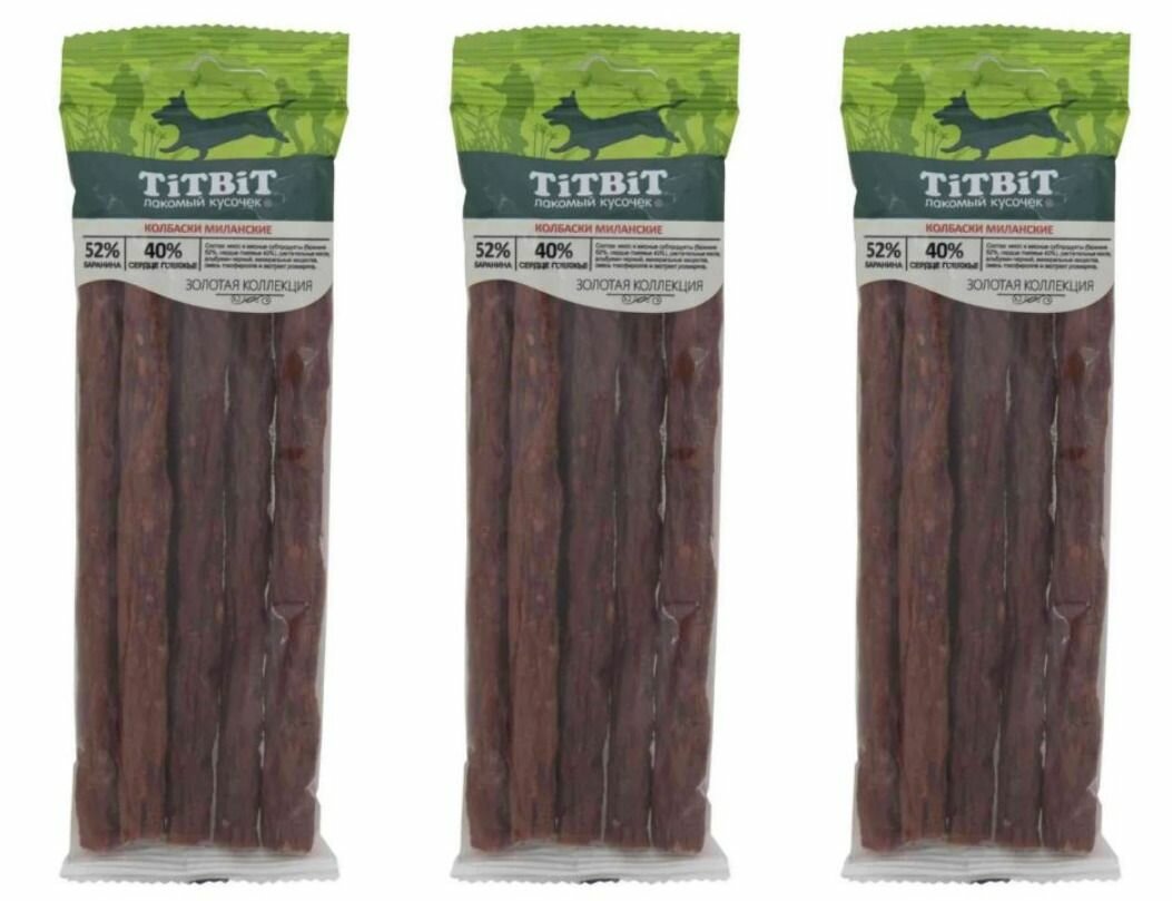 Titbit Лакомство для собак Золотая коллекция Колбаски Миланские, 75 г, 3 шт