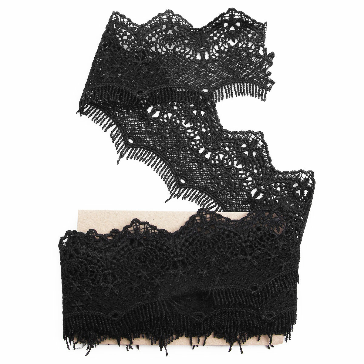Кружево гипюр для шитья одежды и домашнего текстиля Айрис, 72 мм*9,14м (C580 черный)