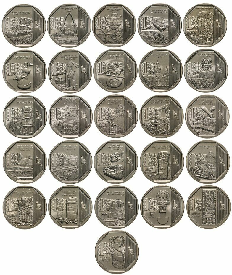 Перу 1 соль, 2010 - 2016 Богатство и гордость 26 монет