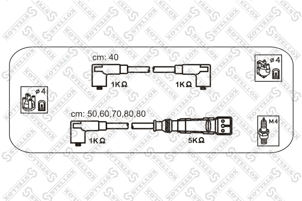 Ком-т проводов Audi 100 2.0-2.3 84> VW Stellox 10-38145-SX