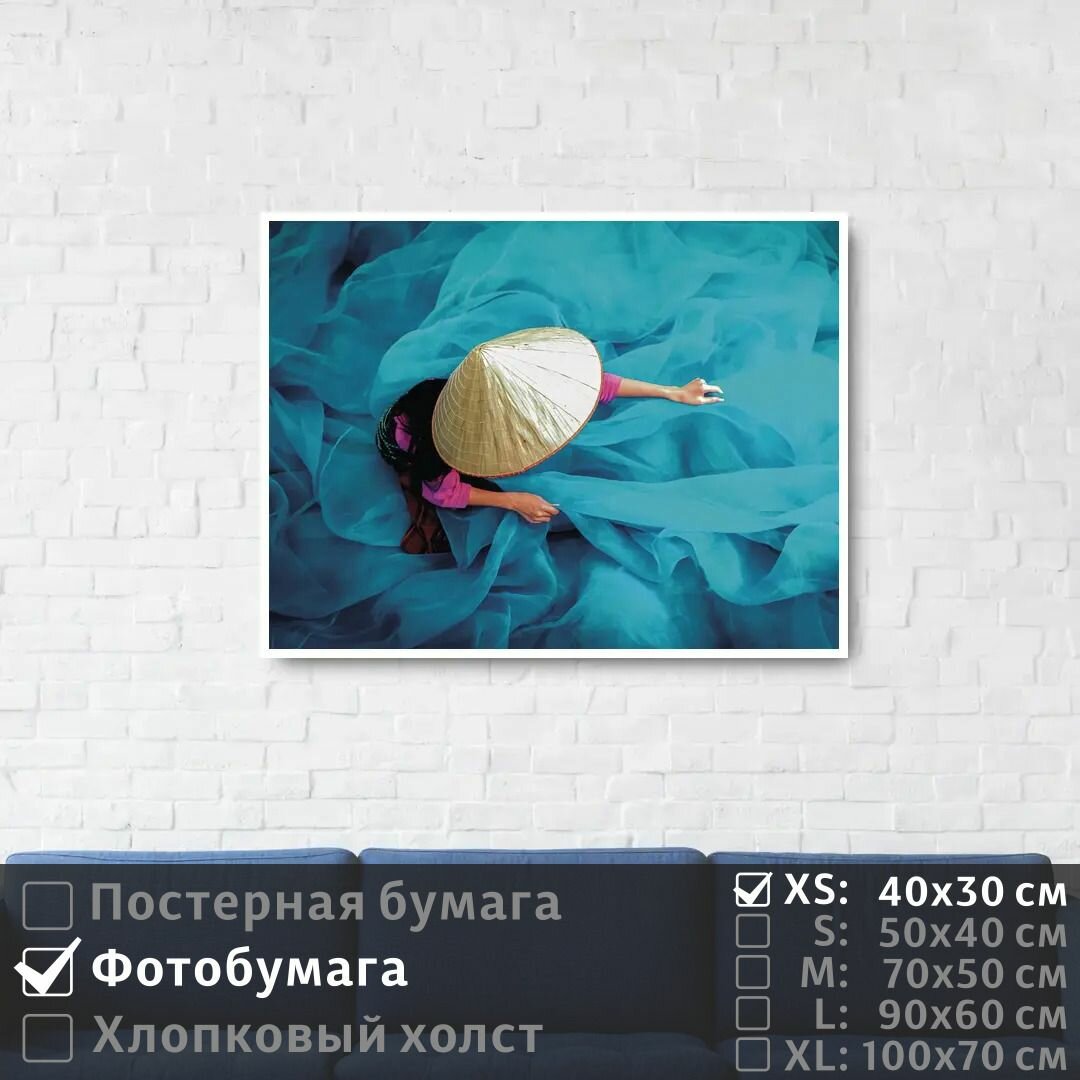 Постер на фотобумаге Девушка В Шляпе В Китайском Стиле 40х30 см ПолиЦентр