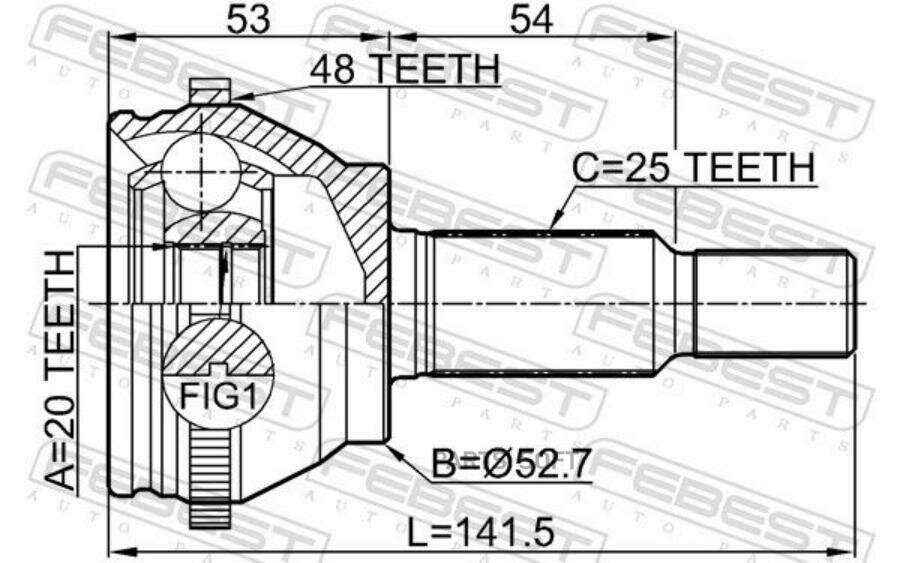 2410ARKA48R FEBEST ШРУС RENAULT DUSTER задний наружн.