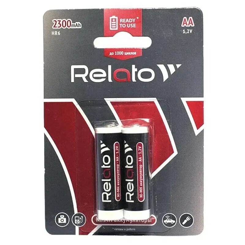 Аккумулятор Relato AA2300/R2U 2 шт, NiMh 2300 mAh AA HR6 Ready-to-Use
