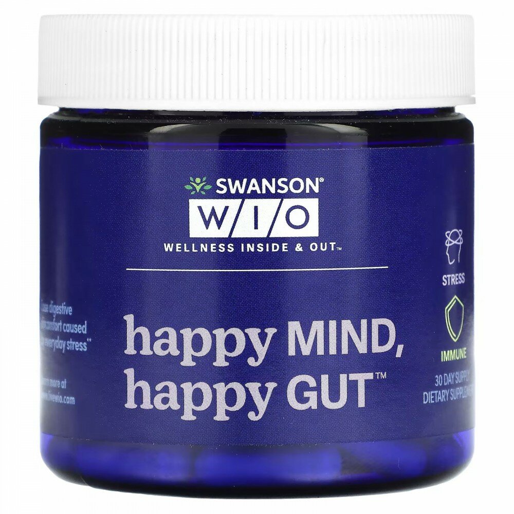 Swanson WIO, Happy Mind, Happy Gut ™, 30 растительных капсул