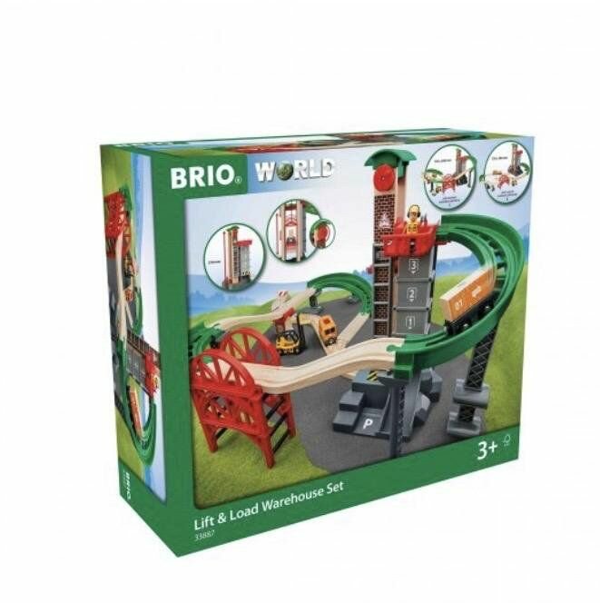 Игровой набор BRIO железнодорожный Логистическая станция с лифтом 32 элемента 33887