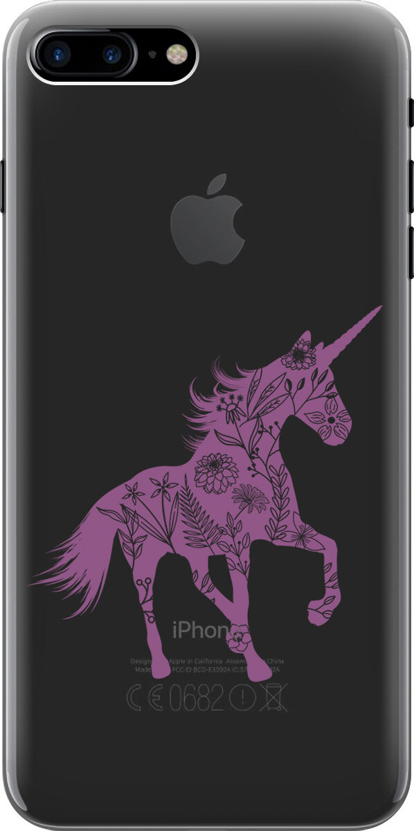 Силиконовый чехол на Apple iPhone 8 Plus / 7 Plus / Эпл Айфон 7 Плюс / 8 Плюс с рисунком "Floral Unicorn"