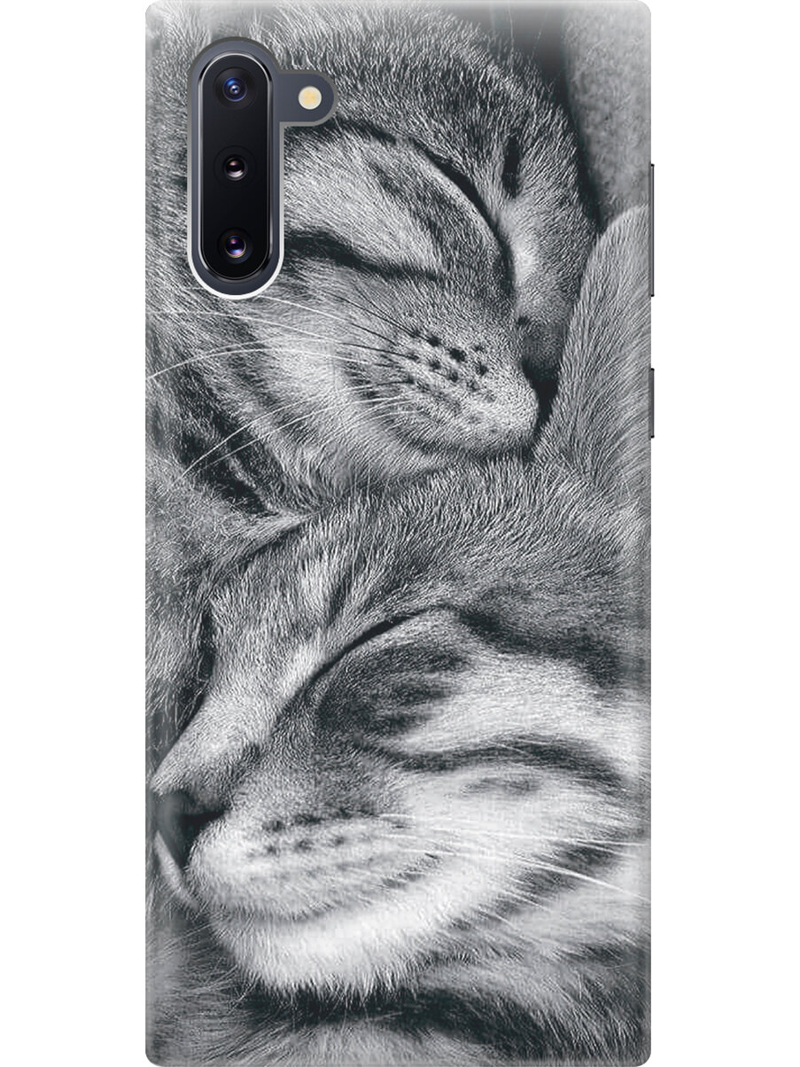 Силиконовый чехол на Samsung Galaxy Note 10, Самсунг Ноут 10 с принтом "Милующиеся котики"