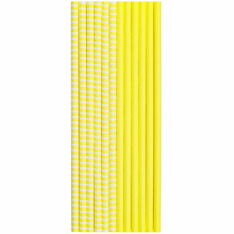 Трубочки для коктейля Пастель желтая, 12 шт