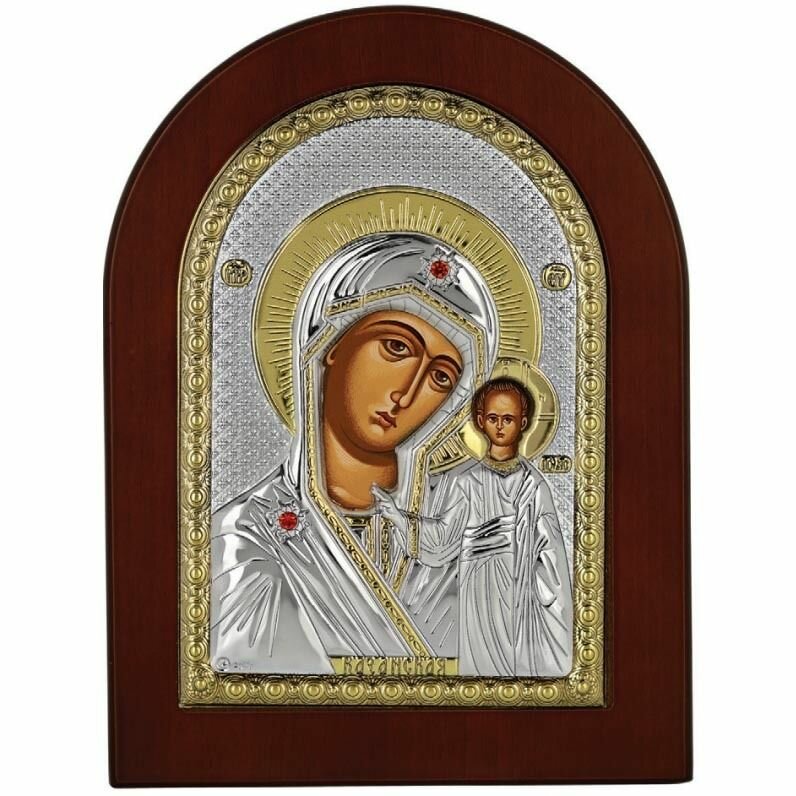 Казанская Божия Матерь. Икона в серебряном окладе. (10 x 14 см / С позолотой на серебряном окладе / 14)