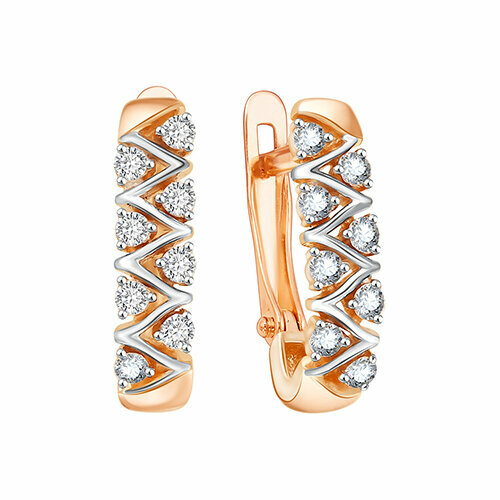 Серьги, золото, 585 проба, фианит