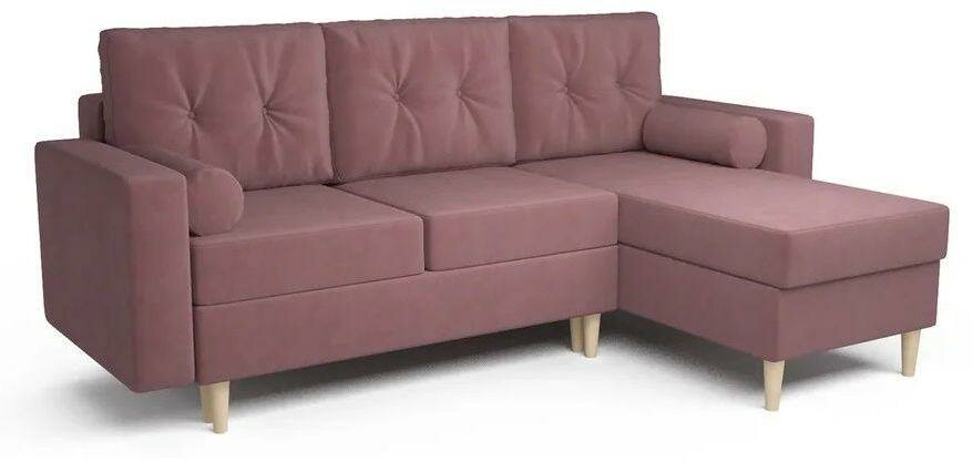 Диван Mebel-ars Белфаст угловой Велюр Пудра Размеры: Высота 900мм Глубина 1550мм Ширина 2200мм