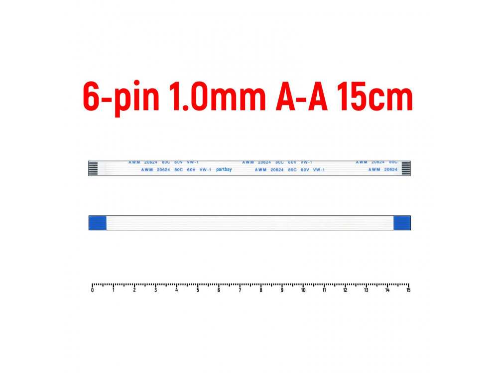 Шлейф тачпада для ноутбука Acer 5338 5340 5536 5738 5740 FFC 6-pin Шаг 1.0mm Длина 15cm Прямой A-A AWM 20624 80C 60V VW-1