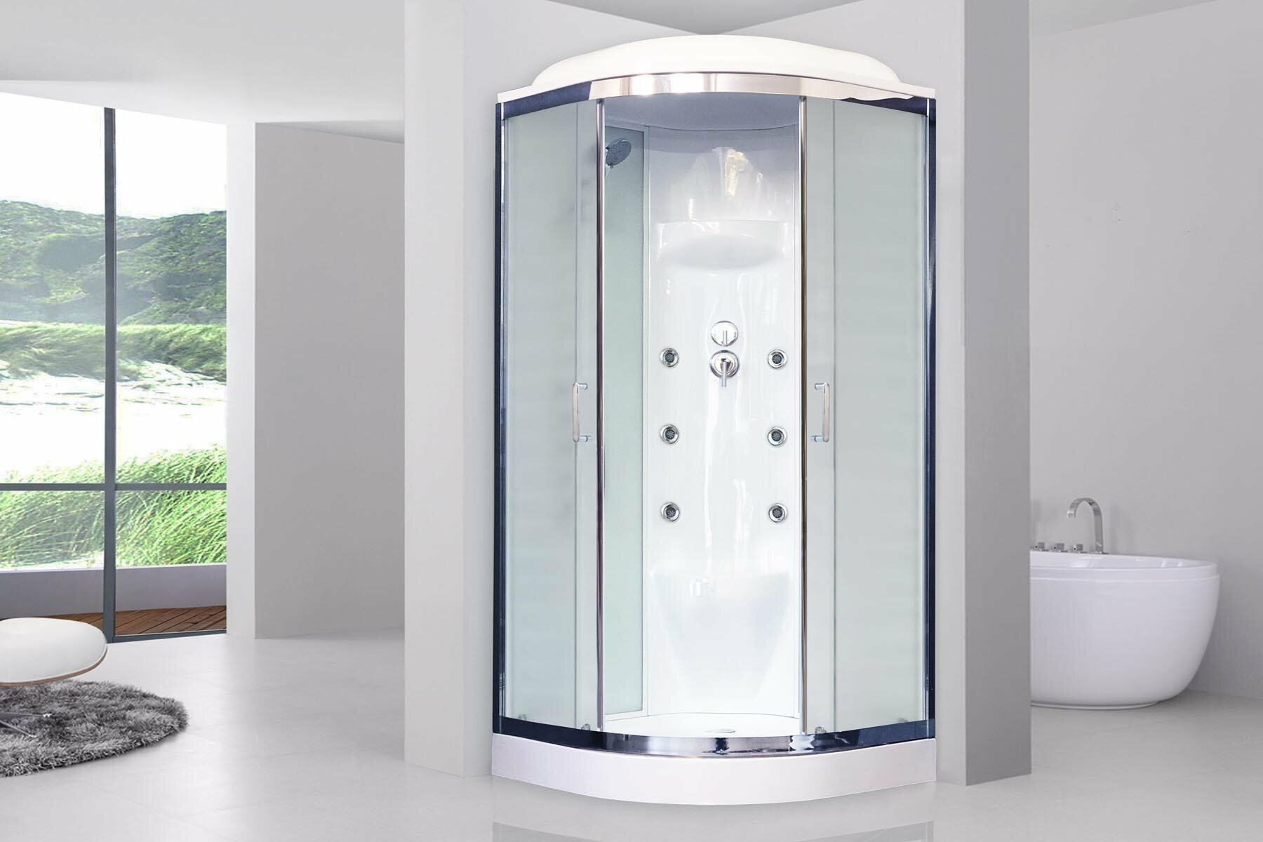 Душевая кабина Royal Bath (белое/матовое стекло) 90x90x217 см