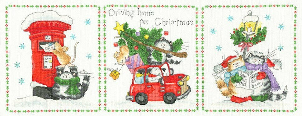 Набор для вышивания Bothy Threads #XMS37 Driving Home For Christmas (Мы ехали Домой на Рождество), Счетный крест, 60 х 23 см