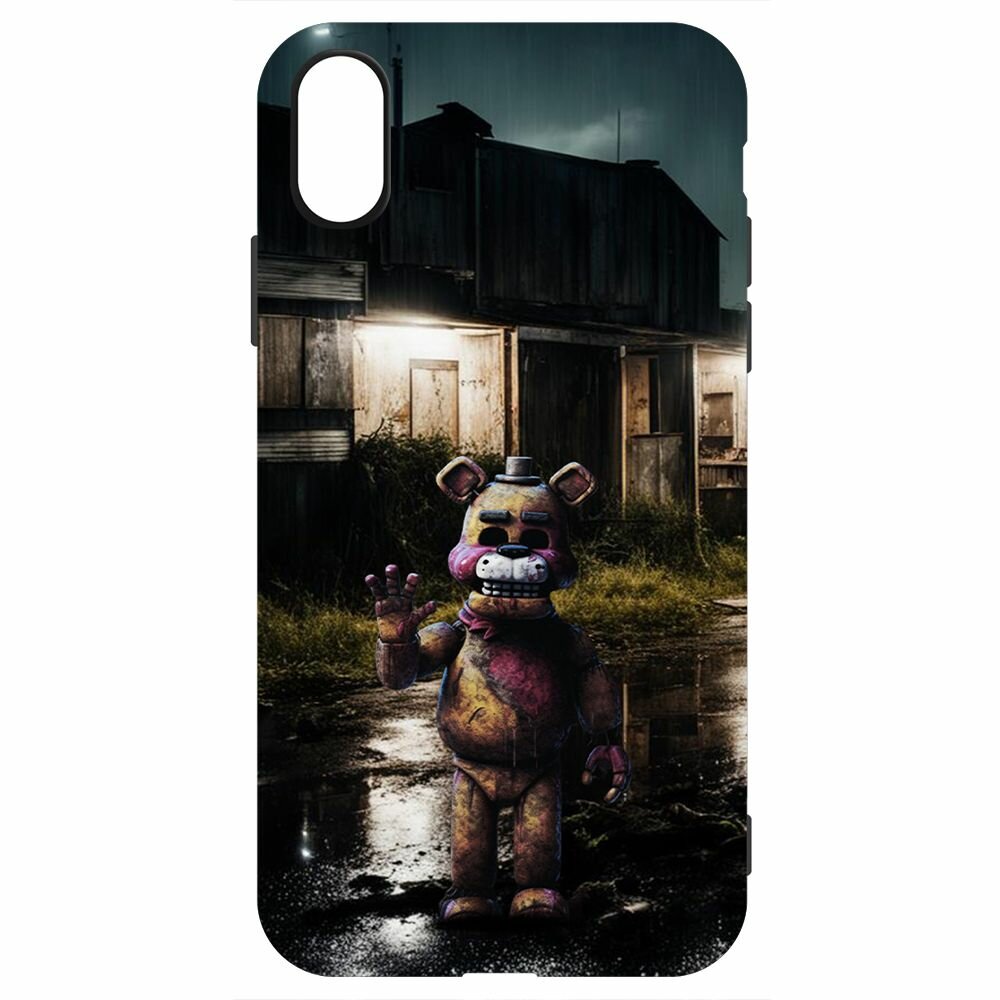 Чехол-накладка Krutoff Soft Case фнаф (FNAF) - Фредди под дождем для iPhone X черный