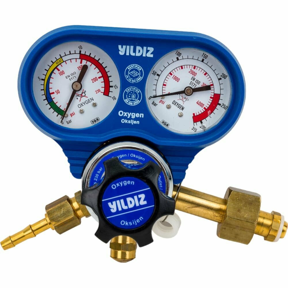 Редуктор кислородный YILDIZ GAZ 5401S-RU, с манометрами, баллонный, 30 м³/ч