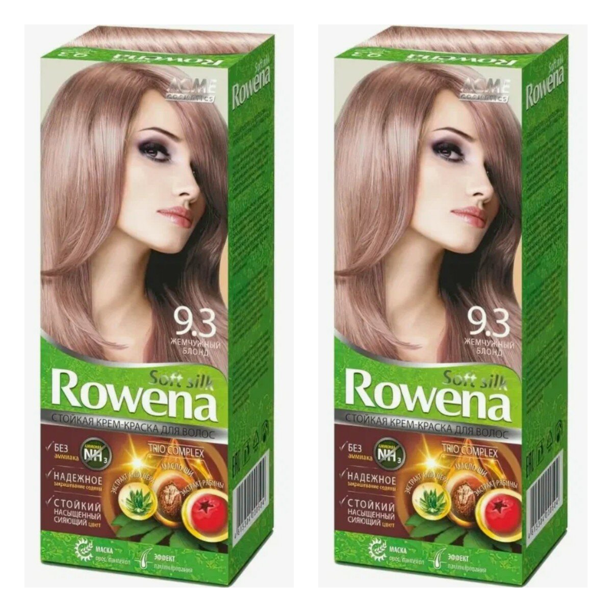 Краска для волос Rowena Soft Silk тон 9.3 жемчужный блонд, без аммиака, 115 мл, 2 шт.