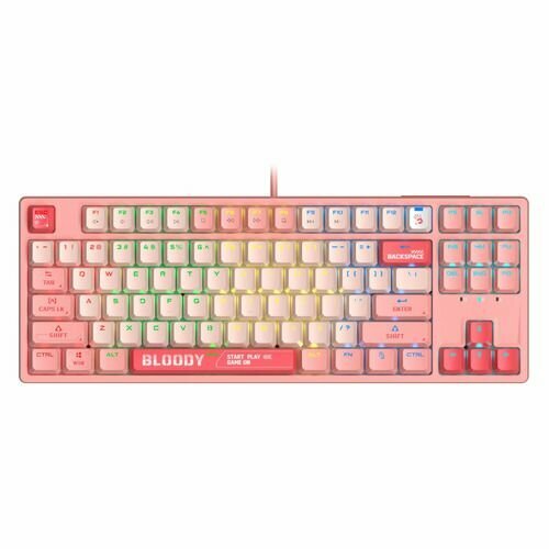 Клавиатура A4TECH Bloody S87 Energy, USB, розовый [s87 usb energy pink]