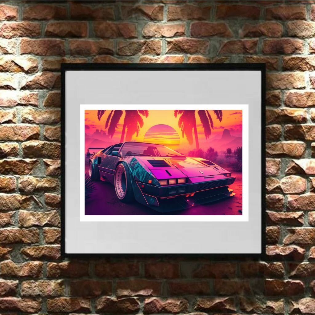 Постер "synthwave car nostalgic" из коллекции "Автомобили" А4