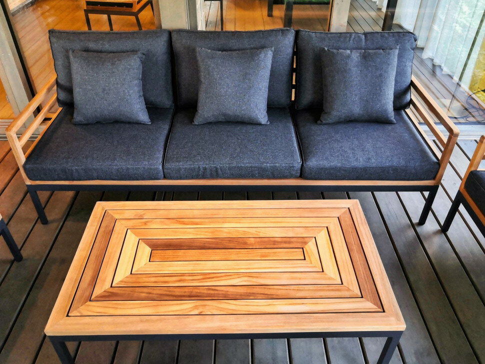 Комплект мебели TEAKFAVORE EGMONT, для отдыха, 3-местный диван, тик, алюминий