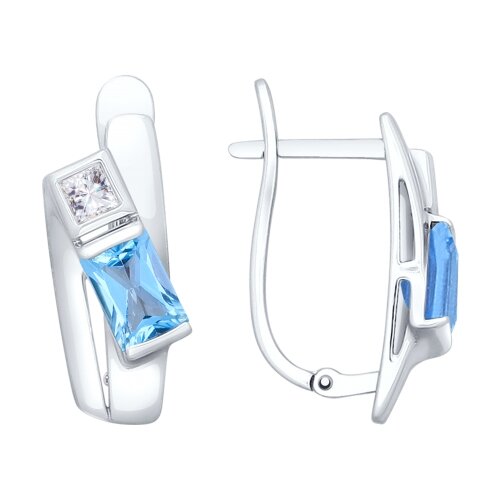 Серьги, белое золото, 585 проба, Swarovski Zirconia, топаз