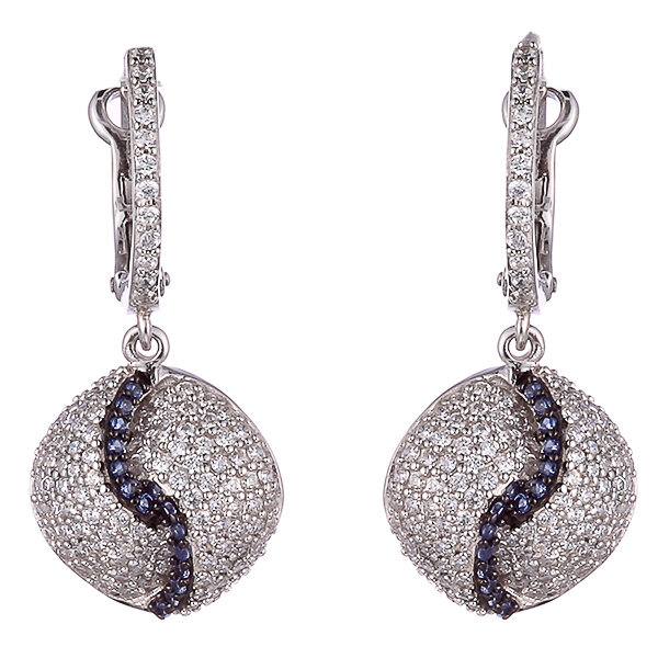 Серьги, серебро, 925 проба, фианит