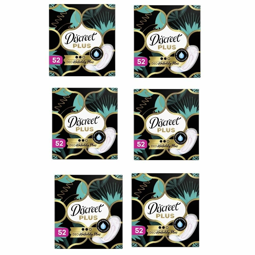 Discreet Прокладки женские ежедневные Plus Deo Water Lily Plus, 6 уп.