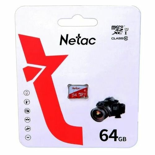 Карта памяти microSDXC UHS-I U1 NETAC P500 Eco 64 ГБ, 90 МБ/с, Class 10, NT02P500ECO-064G-S, 1 шт, без адаптера