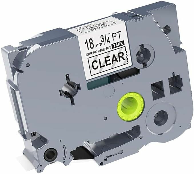 Лента для принтеров Brother QZE-241 (TZE-241, TZE241, VL-241), 18 мм(черный текст на прозрачной ленте) Картридж ленточный для Brother TZE-241 TZ-241