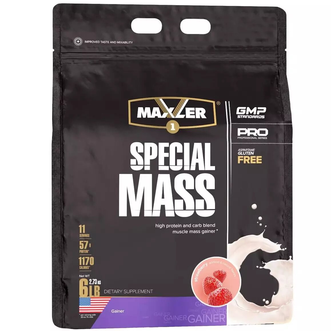 Гейнер для набора веса Maxler special mass 2730 гр вкус: Клубника