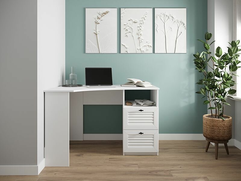 Компьютерный стол с выдвижными ящиками "Канзас 2" 90/120х76х60 Белый