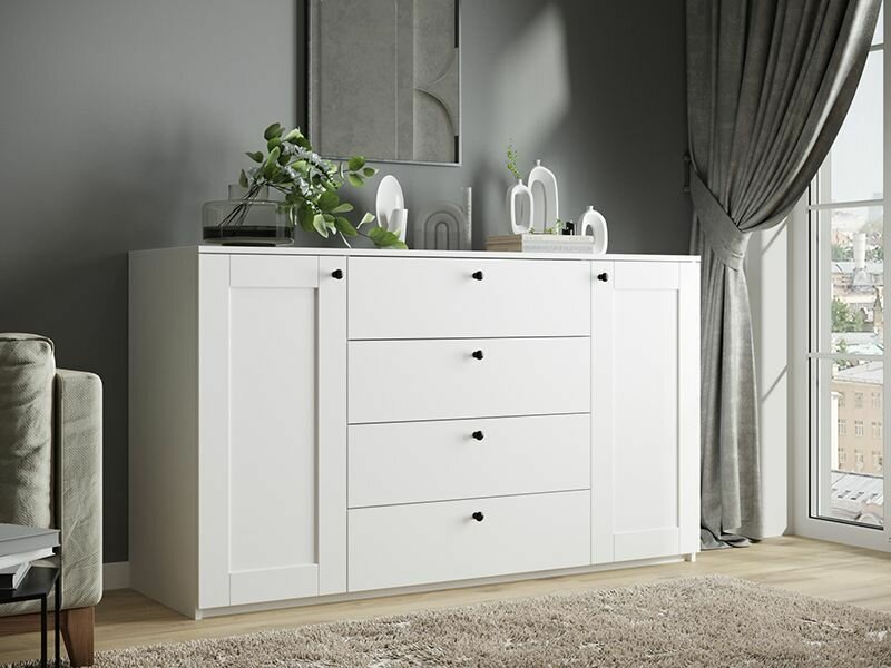 Комод для вещей "Софти 7" 156х90х50, белый / белый матовый