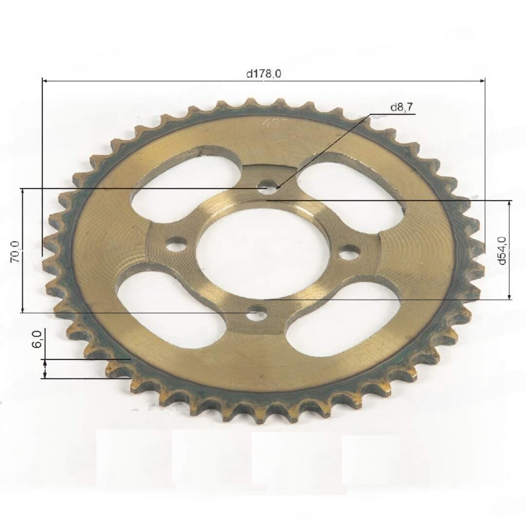Звезда ведомая 420-43 Alpha/Delta 4*70*54, закаленные зубья