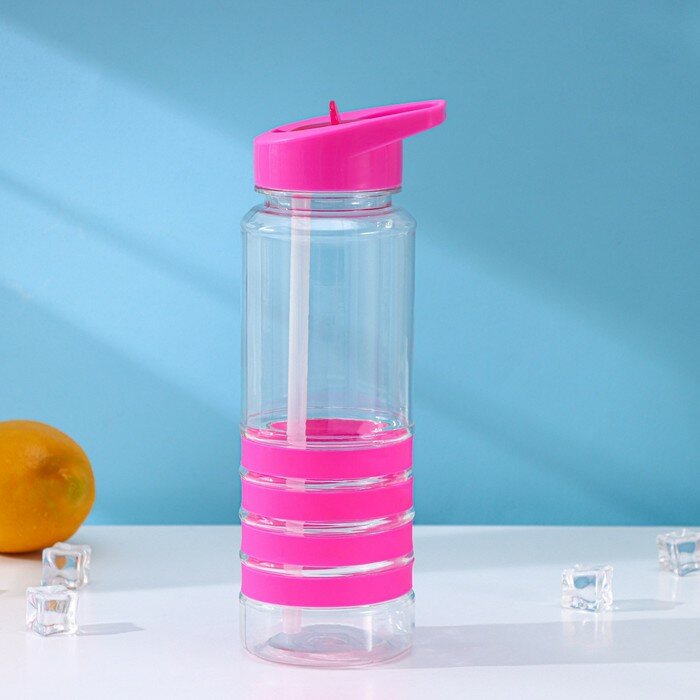 Бутылка с трубочкой Доляна «Спорт», 700 мл, 23,5×7,5×8,5 см, цвет микс, 9194077