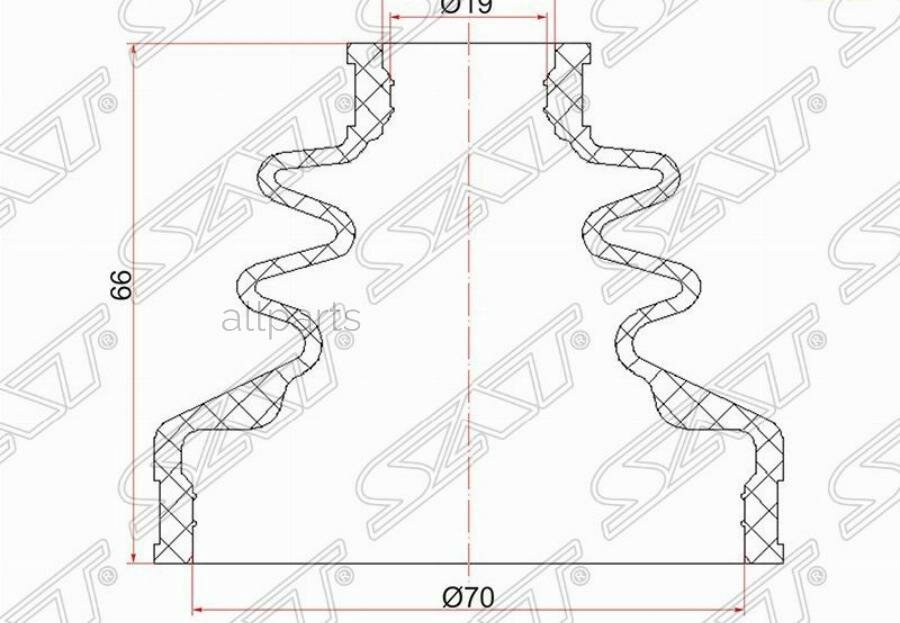 SAT C-1754 Пыльник шруса наружный RR SUBARU Impreza GG (2 хомута. резина)
