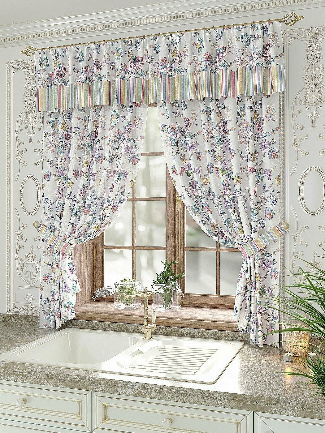 Комплекты штор AT HOME Олрионс высота 180 см, ширина 150 см, крепление - шторная лента, Белый