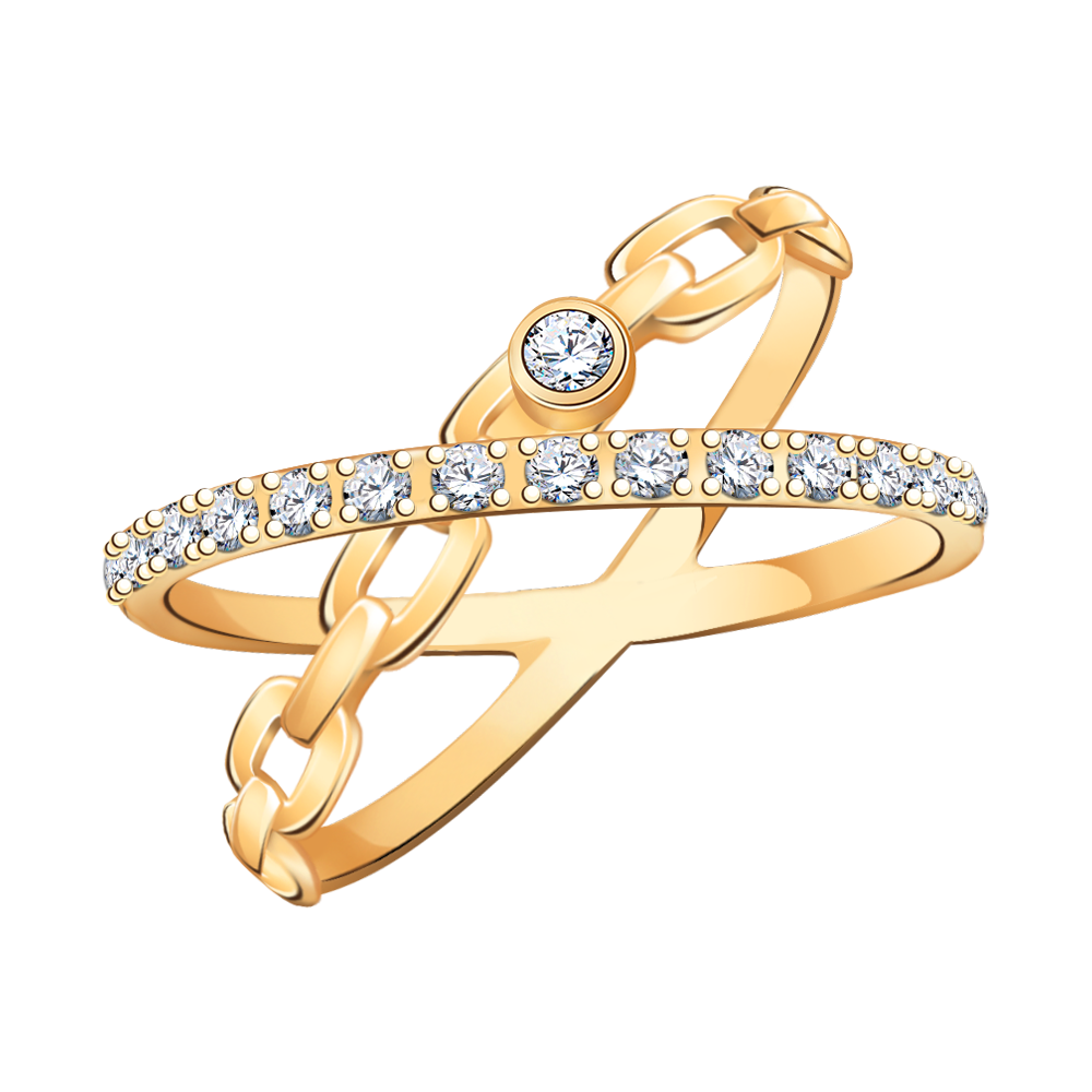 Кольцо, золото, 585 проба, фианит