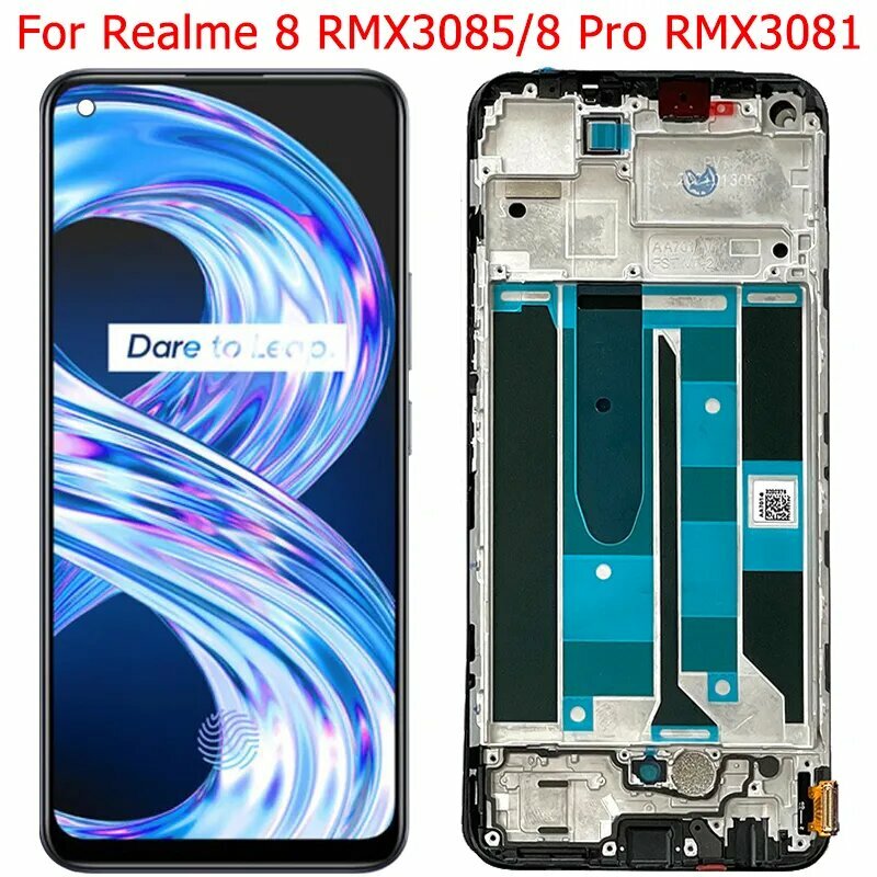 ЖК-дисплей для Realme 8 Pro, ЖК-экран с рамкой 6,4 дюйма, Realme 8 RMX3085, экран для 8pro RMX3081, дисплей, сенсорная панель, детали 8 With Frame