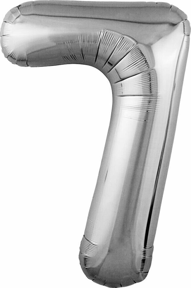 Шар (40'/102 см) Цифра, 7 Slim, Серебро, 1 шт. в упак.