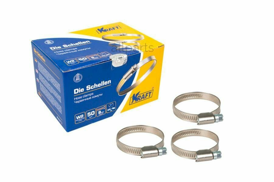 KRAFT KT880405 хомут червячный (нержавеющая сталь) 25 - 40 ММ